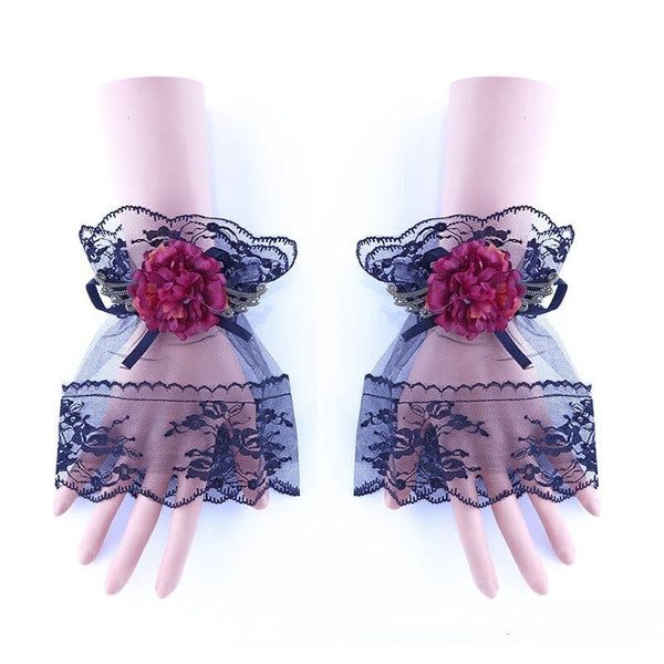 Gothic Black Lace Wrist Cuffs - Gothic Babe Co