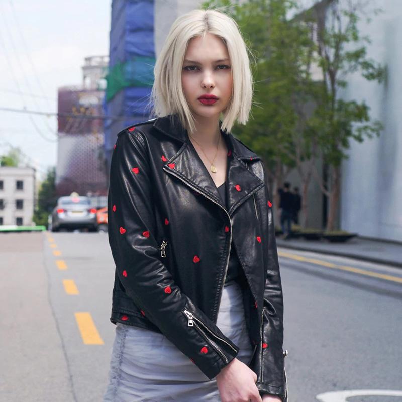 Faux Leather Love Hearts Jacket | Goth Jacket - Gothic Babe Co