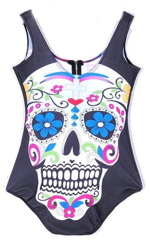 Floral Skull Swimsuit - Gothic Babe Co