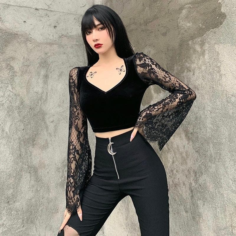 Vintage Elegance Crop Top | Goth Crop Top - Gothic Babe Co