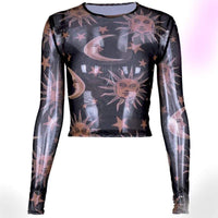 Gothic Sun Moon Mesh Top - Gothic Babe Co