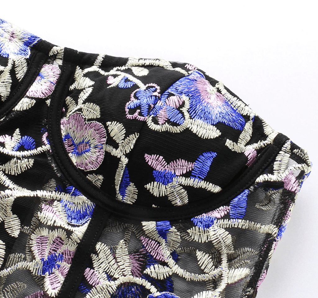 Chic Floral Embroidery Corset – Gothic Babe Co