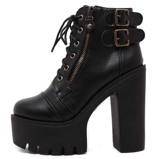 RIOT Gothic Lace Up Platform Boots - Gothic Babe Co