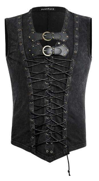 Steampunk Front Strap Vest (Mens) - Gothic Babe Co