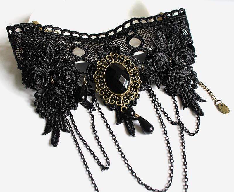 Goth Tassel Lace Necklace - Gothic Babe Co